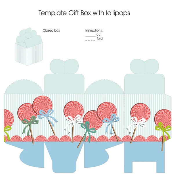 Template gift box with lollipops — Stock Vector © Elenasz #23583951