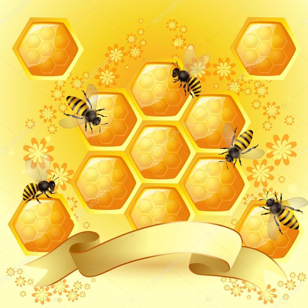 Background with bees and honeycomb Stock Vector by ©loradoraa 12762106