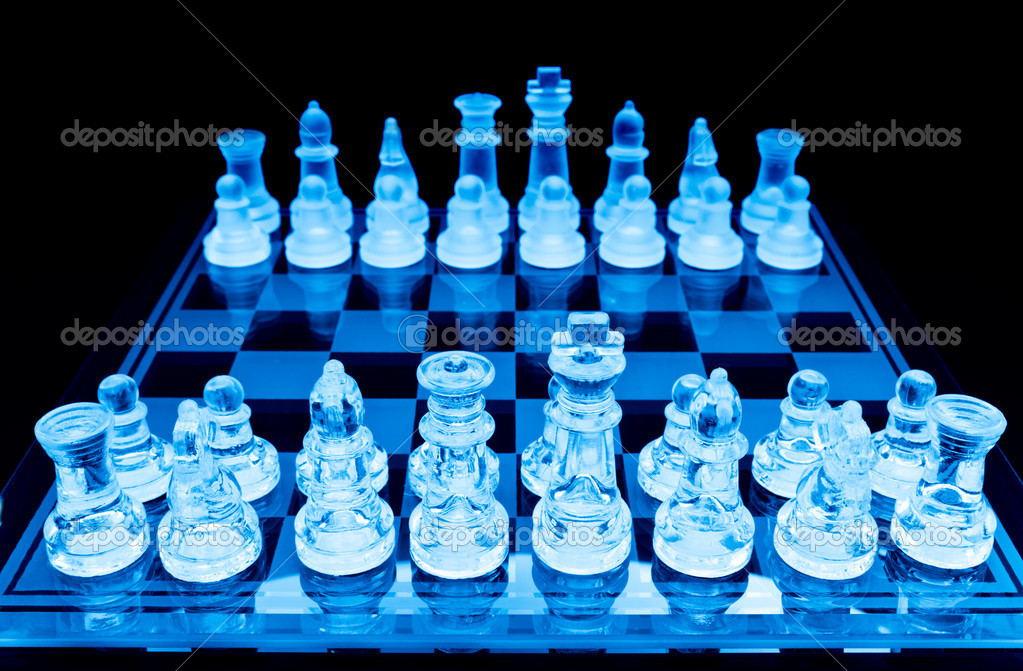 Blue Glass Chess Set