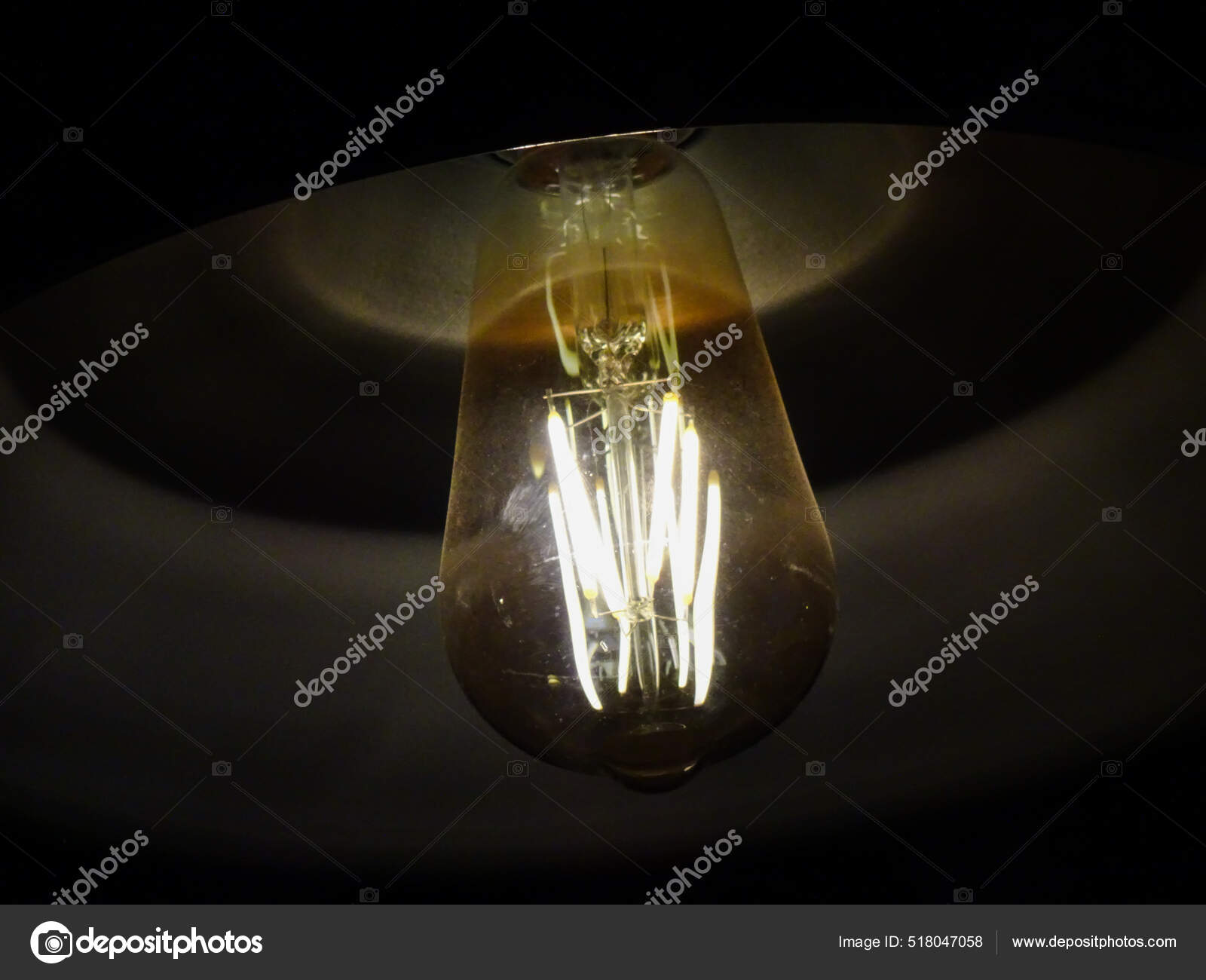 Closeup Traditional Light Bulb Layer Glass Dimly Lit Lamp Hanging ...