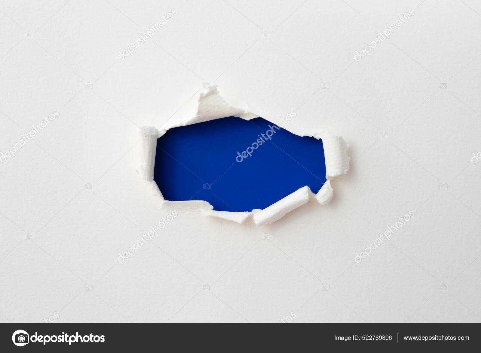Torn Paper Frame Ripped Sides Blue Hole Torn White Paper — Stock Photo ...
