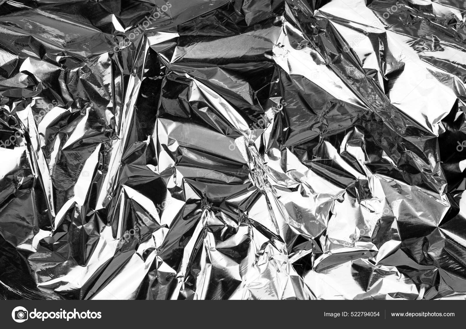 Crumpled Aluminum Foil Background Wrinkled Shiny Silver Foil Decoration ...