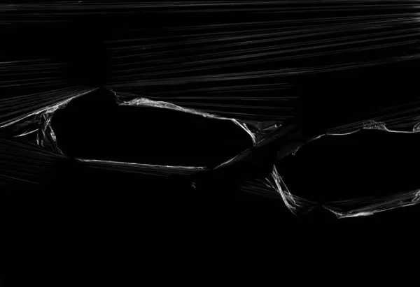 Transparent Plastic Wrap Hole Black Background Realistic Torn Plastic ...