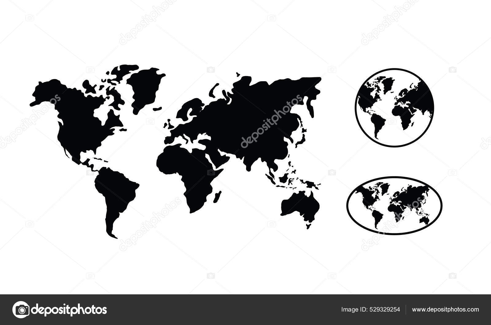 Collection Three World Map Styles Isolated Graphics White Background ...