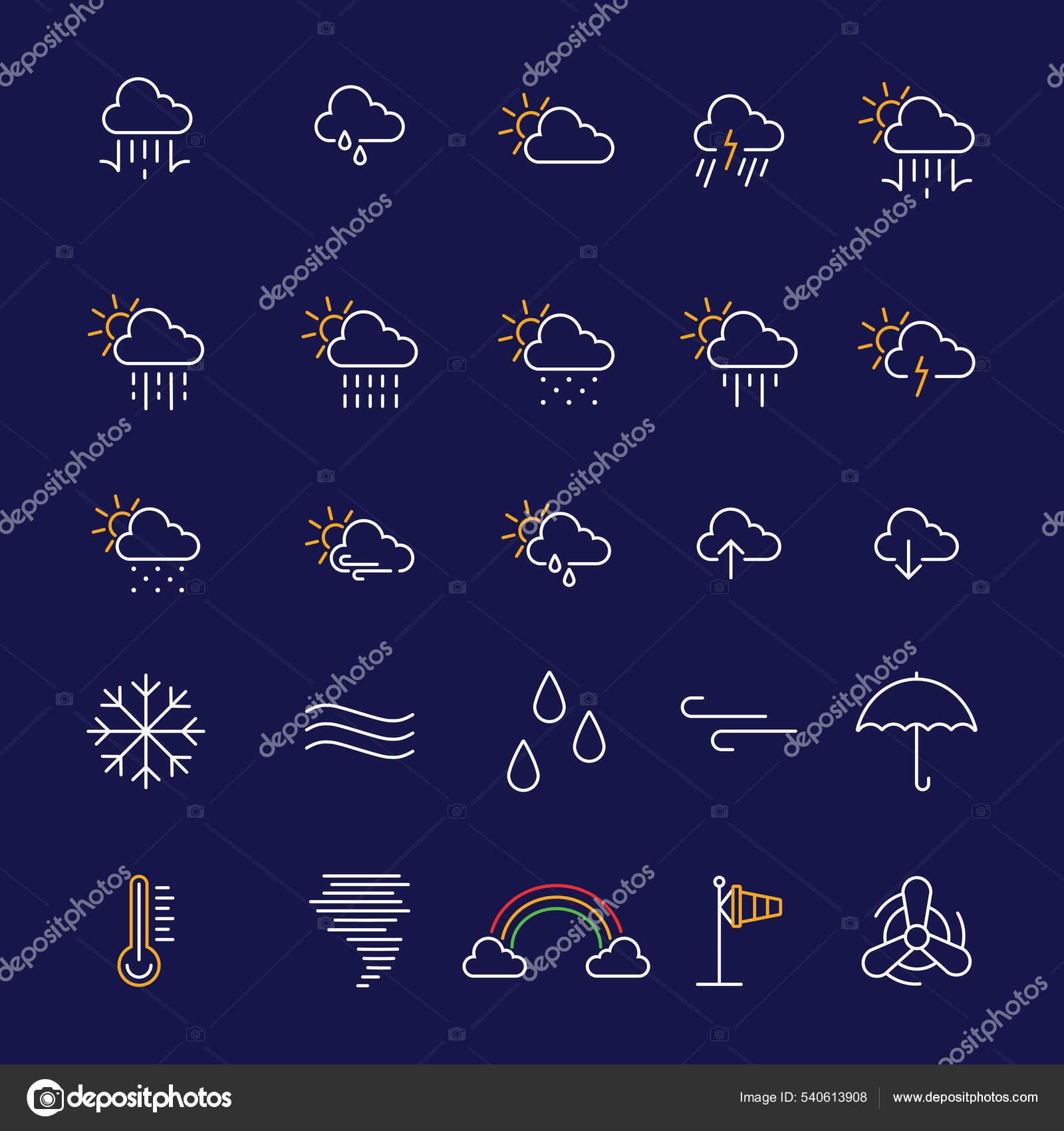 Various Weather Icons Illustration Weather Forecast Presentation Simple ...