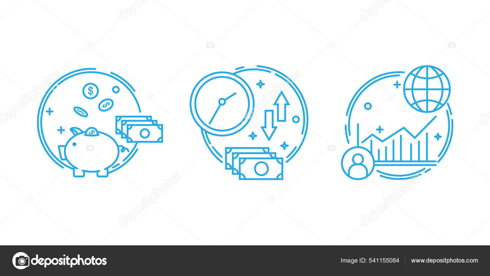 Collection Set Finance Issue Symbols Pictogram Linear Simple ...