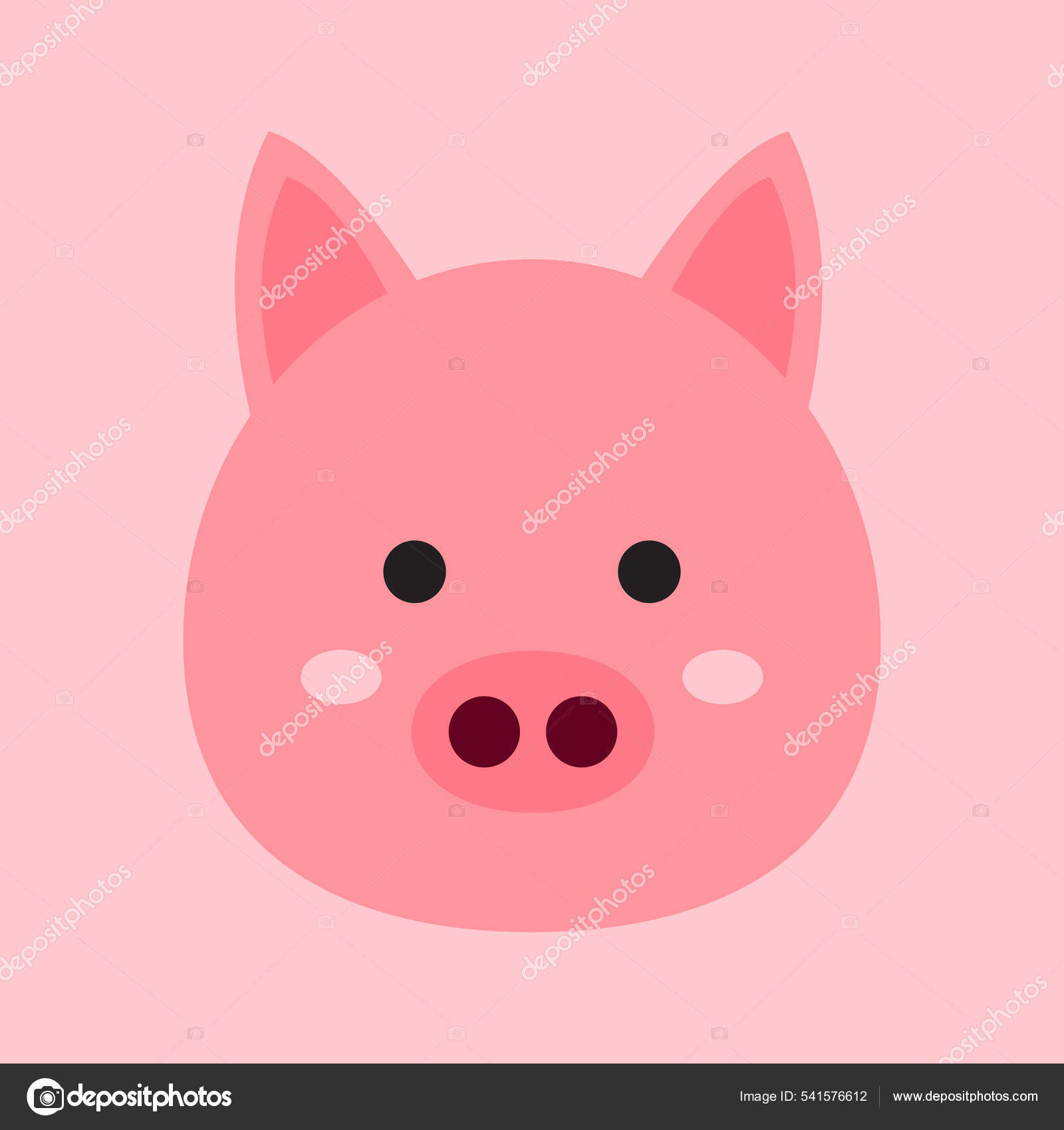 Pig Head Cute Illustration Style Collection Animal Cartoons Vector ...