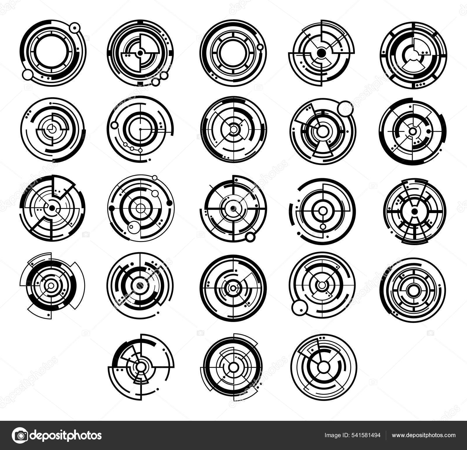 Set Various Futuristic Target Illustrations Geometric Shapes Elements ...