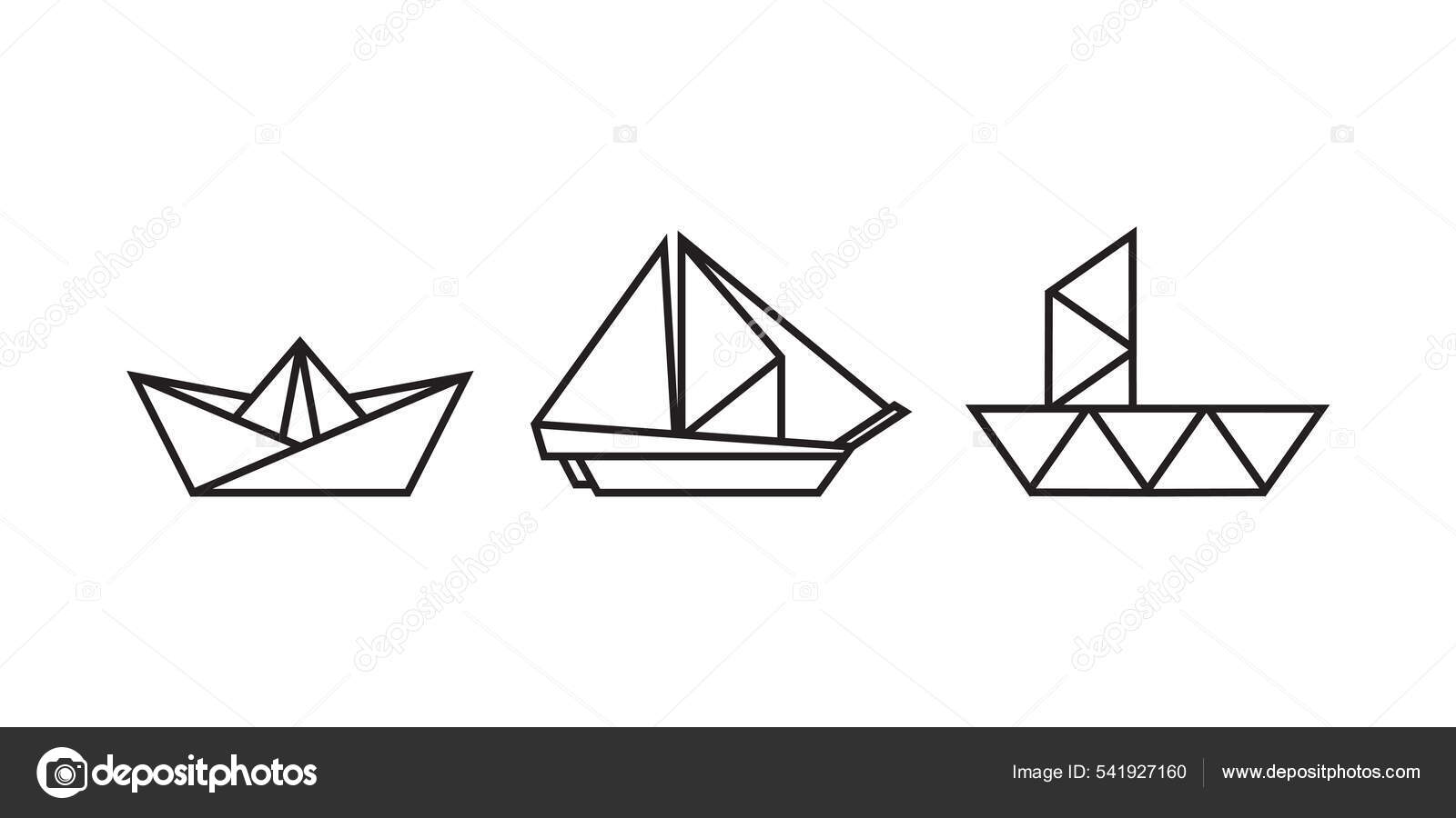 Vettoriale stockOrigami Stile Illustrazione Barche Disegno Astratto Contorno Geometrico Icona ...