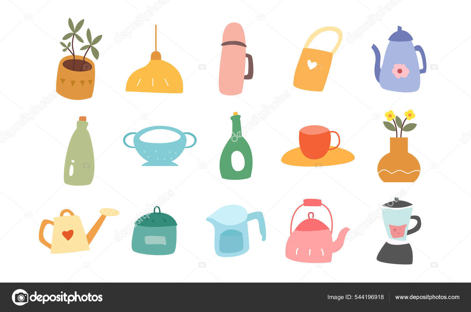 Set Printable Sticker Element Illustrations Doodle Cartoon Collection ...