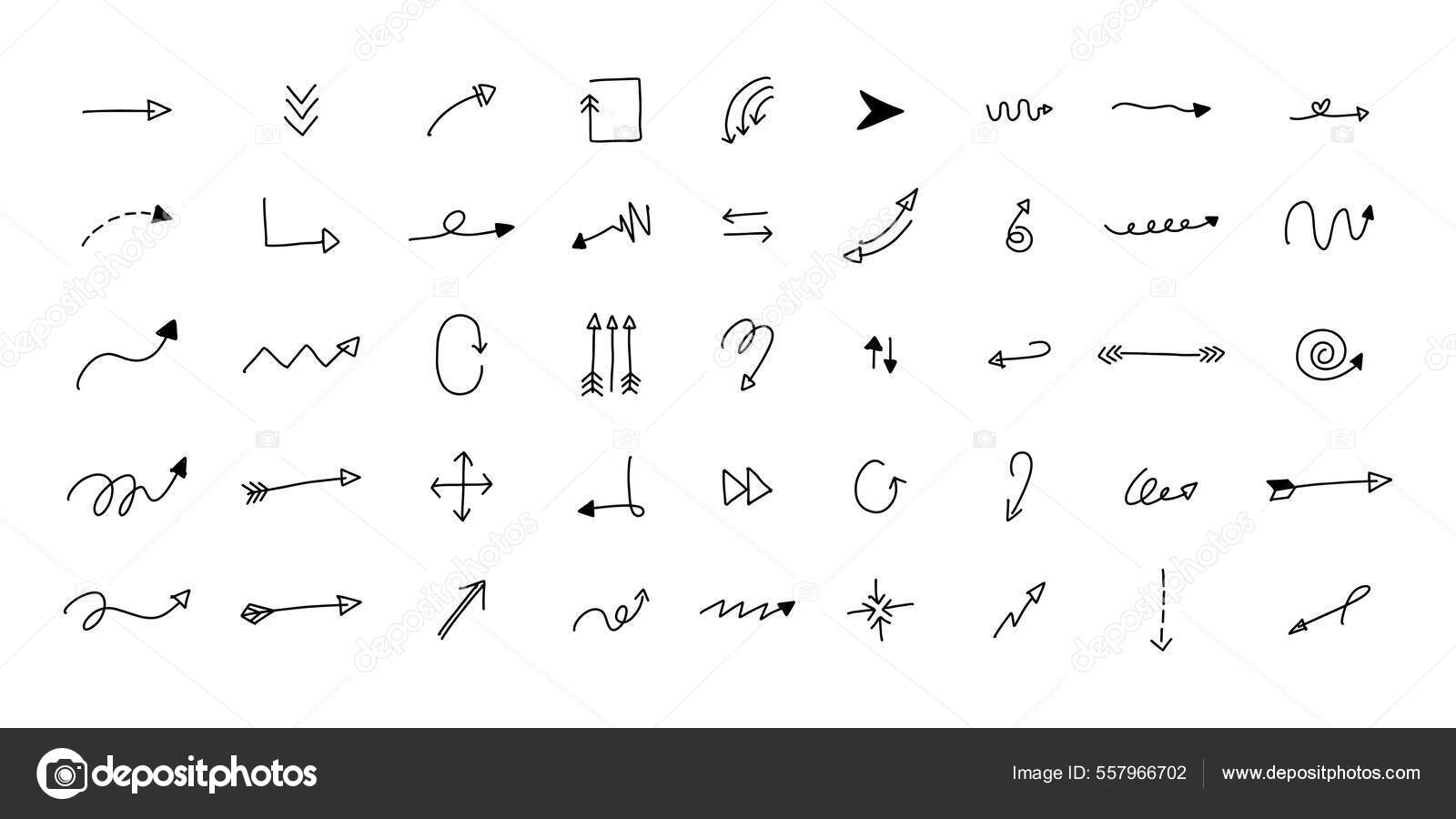 Koleksi Gambar Gambar Dengan Tangan Berbagai Panah Lucu Untuk Elemen ...