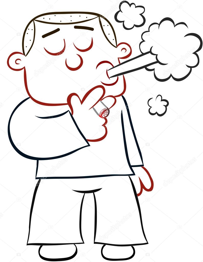 homem dos desenhos animados, fumando um cigarro — Vetor de Stock ...