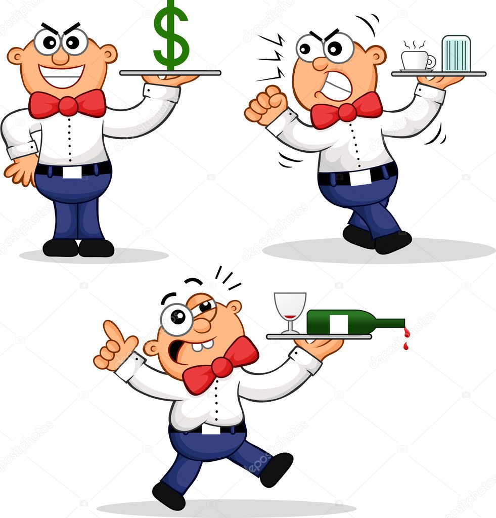 Conjunto de camarero de dibujos animados — Vector de stock © Emrah_Avci ...