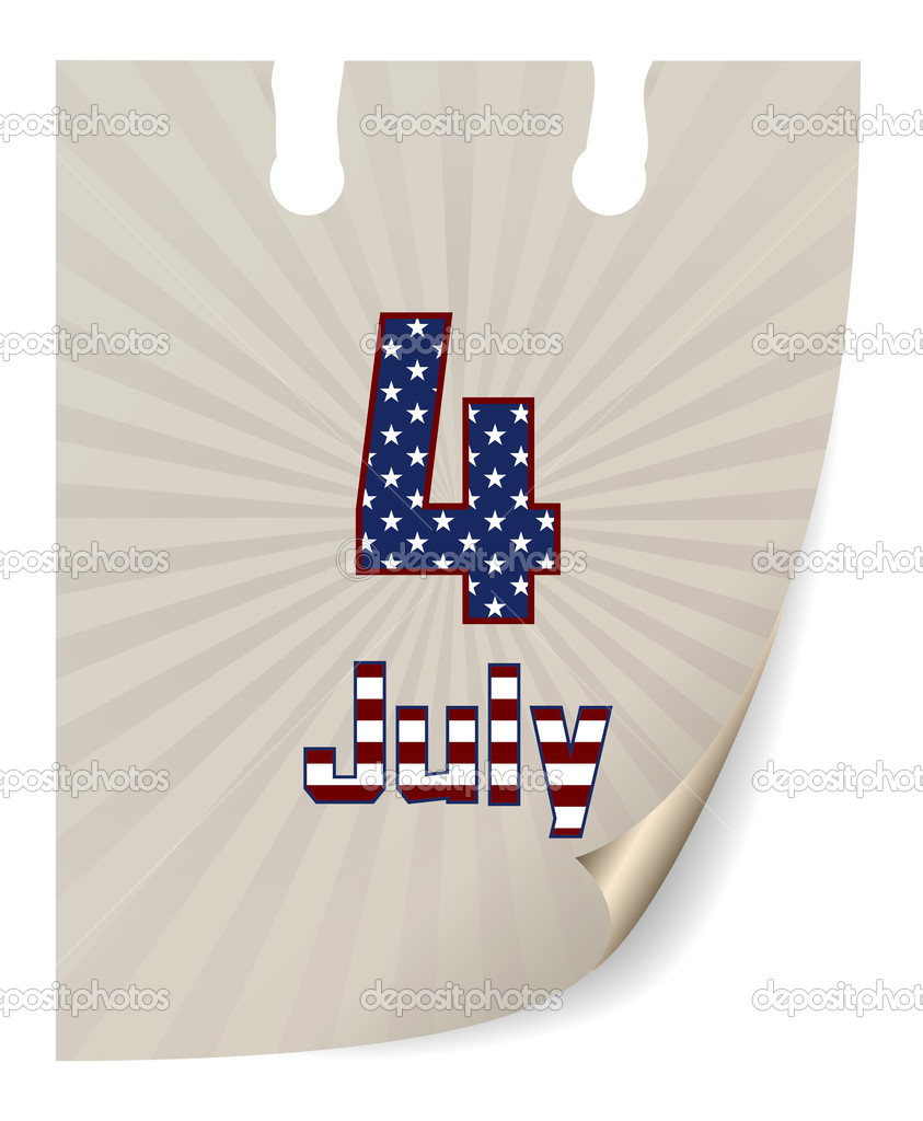 4th of July calendar sheet. (gradient, transparent objects). Vector ...