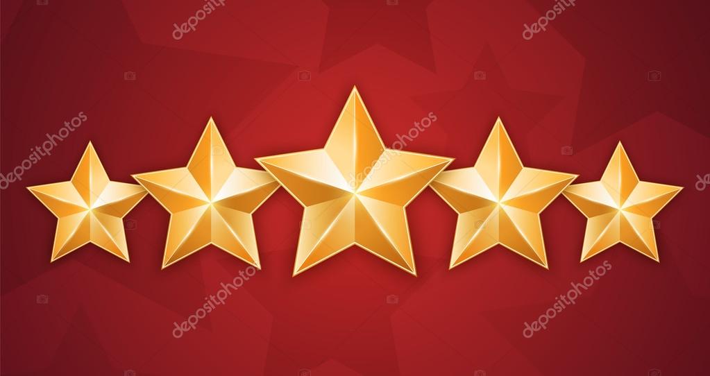 Five gold stars isolated on red background Stock Vector Image by ...
