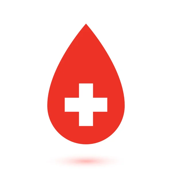 Drop of blood. Red vector illustration with white corss sign. Symbol of ...