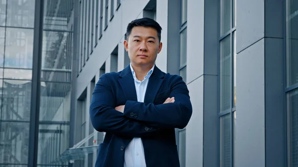 Portrait confident strong pose motivated successful 40s Asian man ...