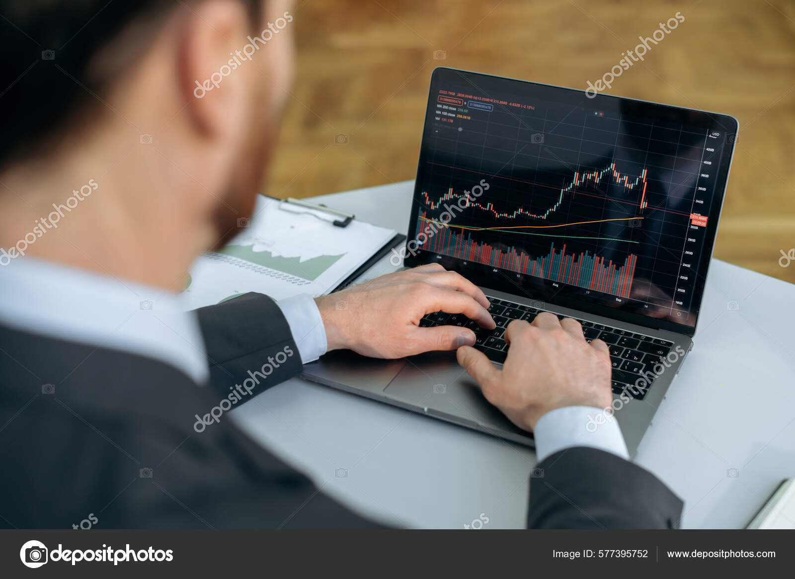 Trading Stock Market Successful Smart Caucasian Businessman Stock ...