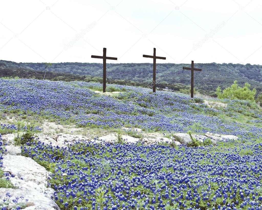 Three Crosses in Bluebonnets Stock Photo by ©ged334 18955213