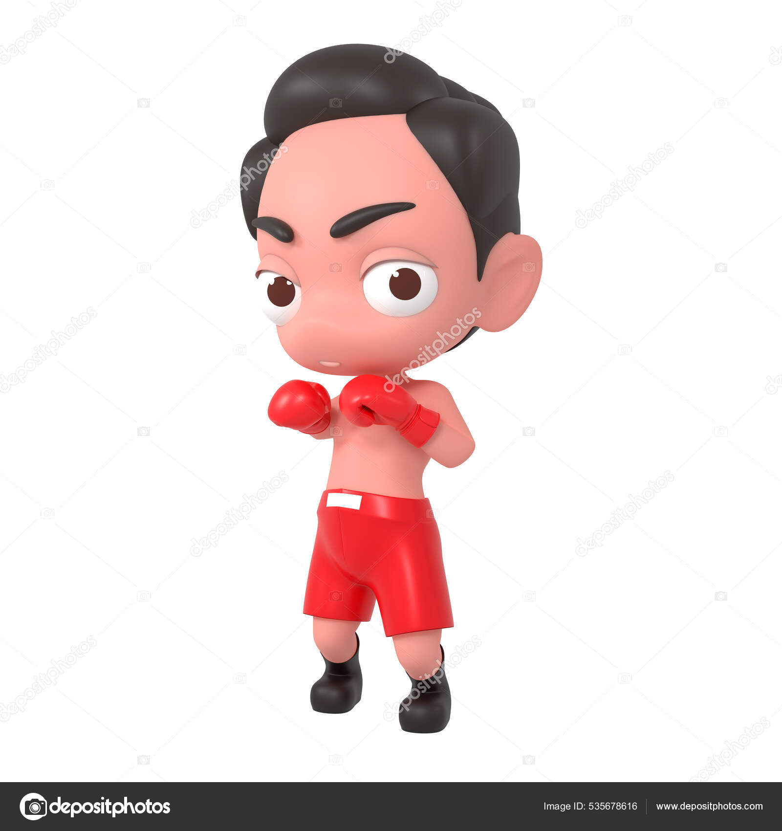 Psd File Cute Boxer Cartoon Model Render Character Rendering Clipping ...