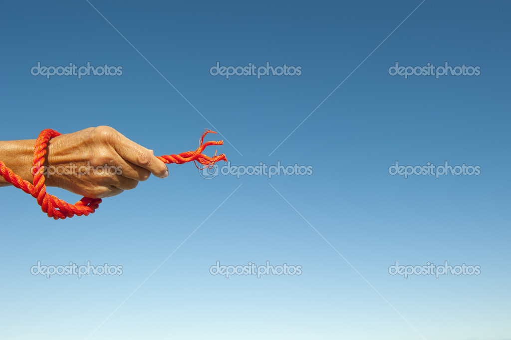 Hand gripped on teared rope sky background Stock Photo by ©roboriginal ...