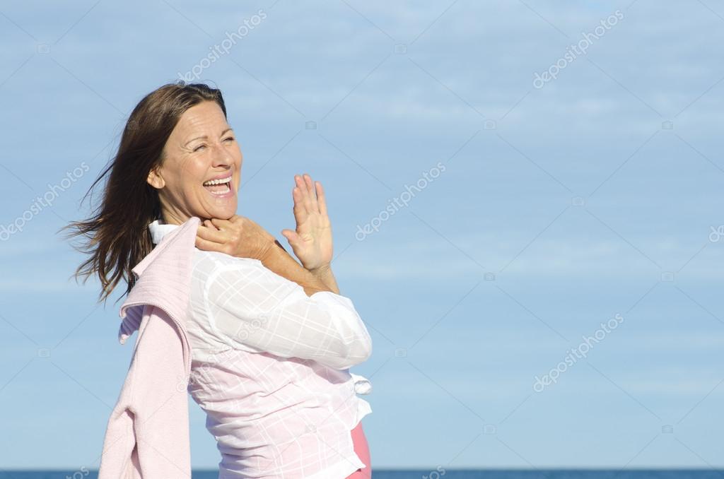 Beautiful joyful retired woman background Stock Photo by ©roboriginal ...
