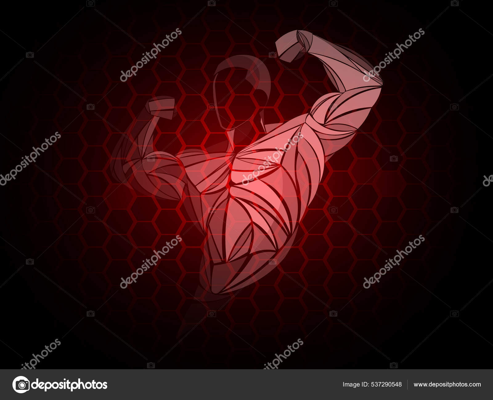 Bodybuilder red. Bodybuilder is dark-skinned. Beautiful and muscular ...