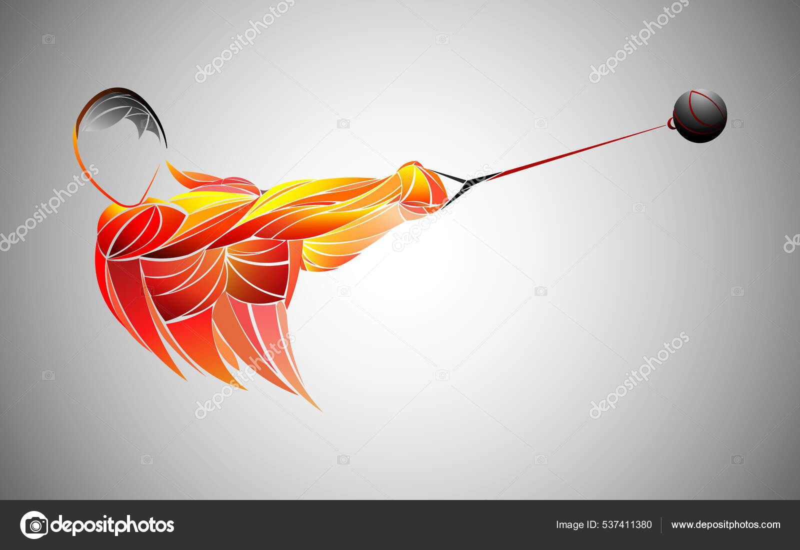 Hammer Throwing Stylized Athlete Illustration Men Hammer Throw Vector ...