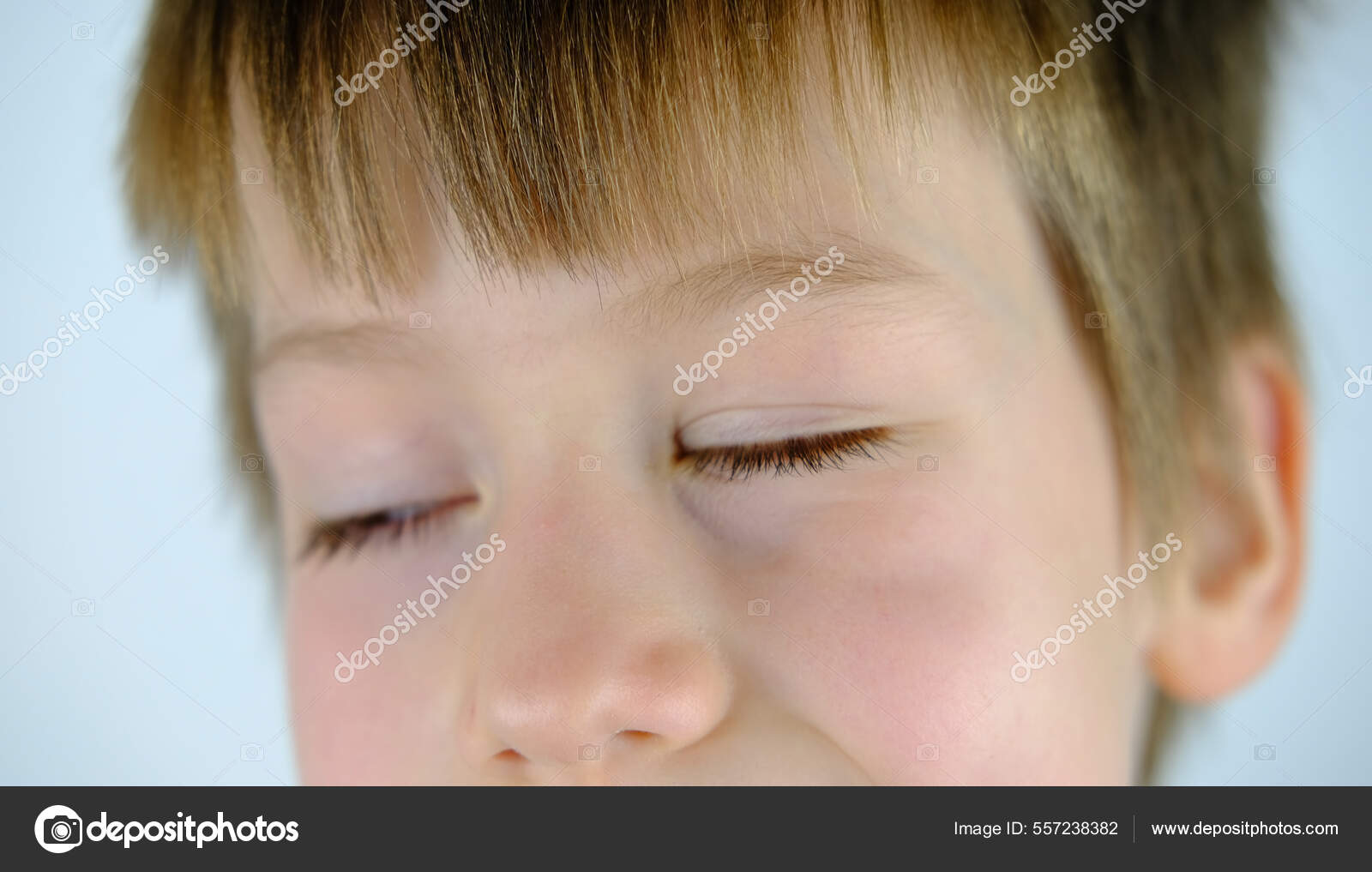 Close Mischievous Face Embarrassed Child Happy Boy Years Old Screwed ...