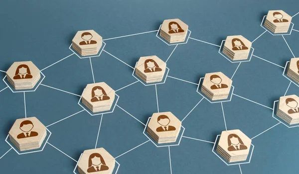 People are connected in a communication network. Corporate connection ...