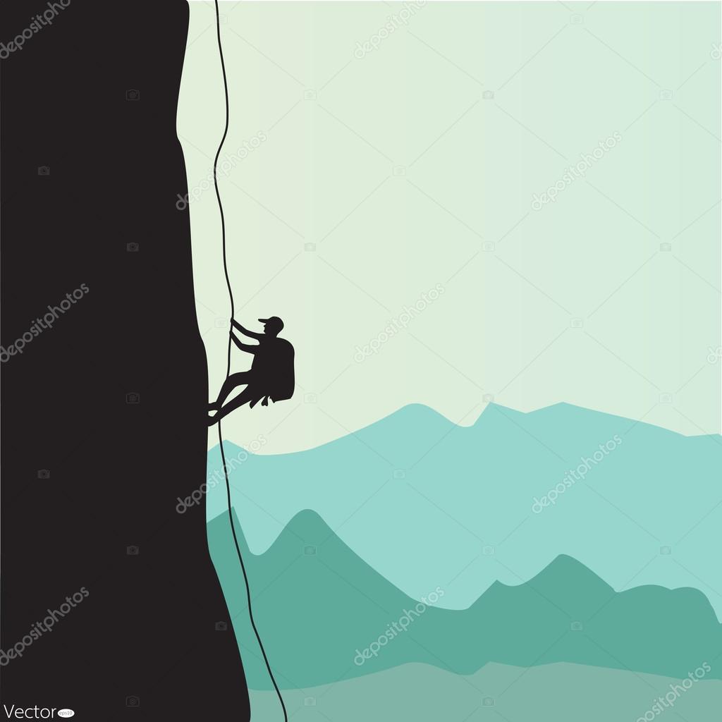 Mountain climbing, vector illustration — Stock Vector © comzeal #35677491