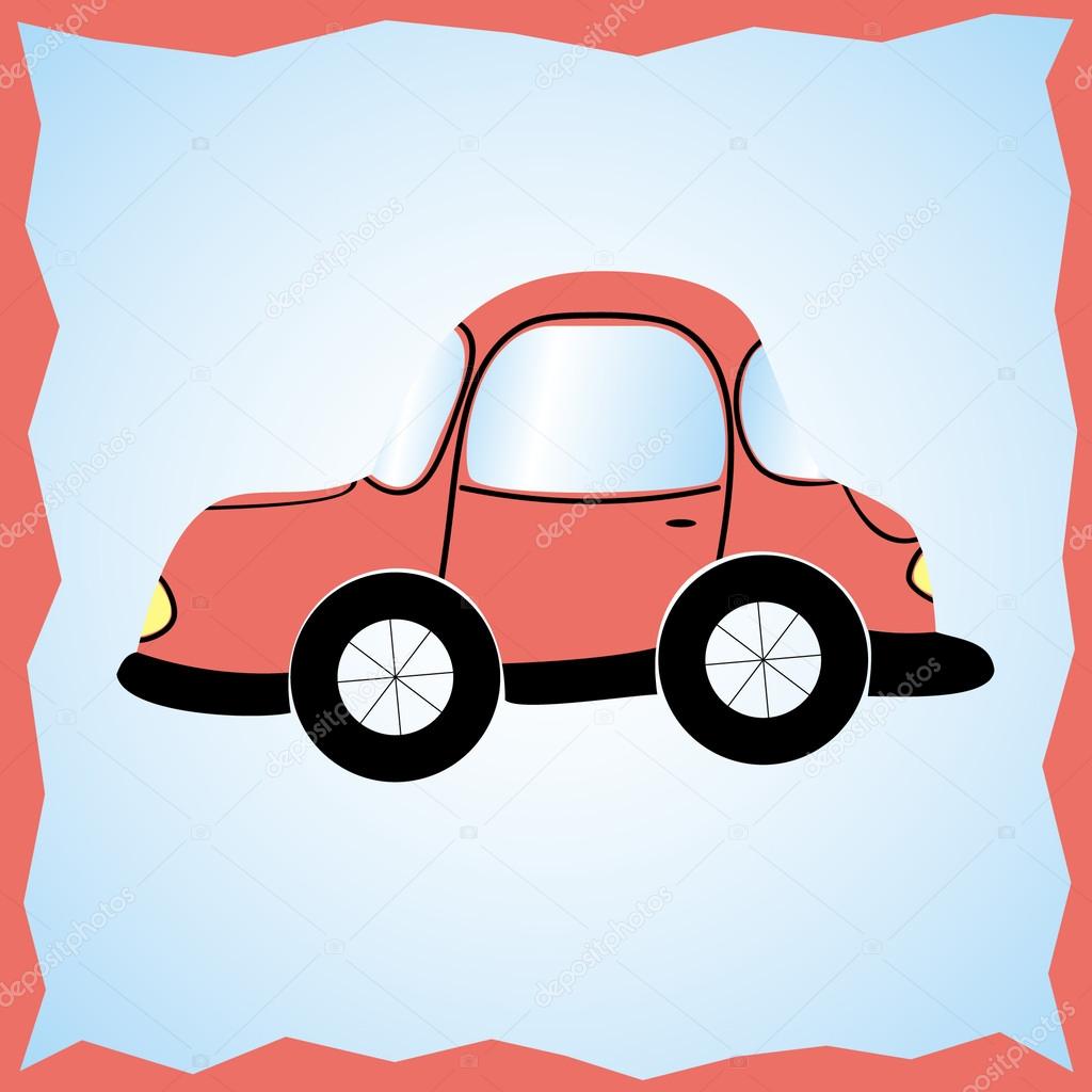 Car, red color in the old style Stock Illustration by ©tseliuba #13154352