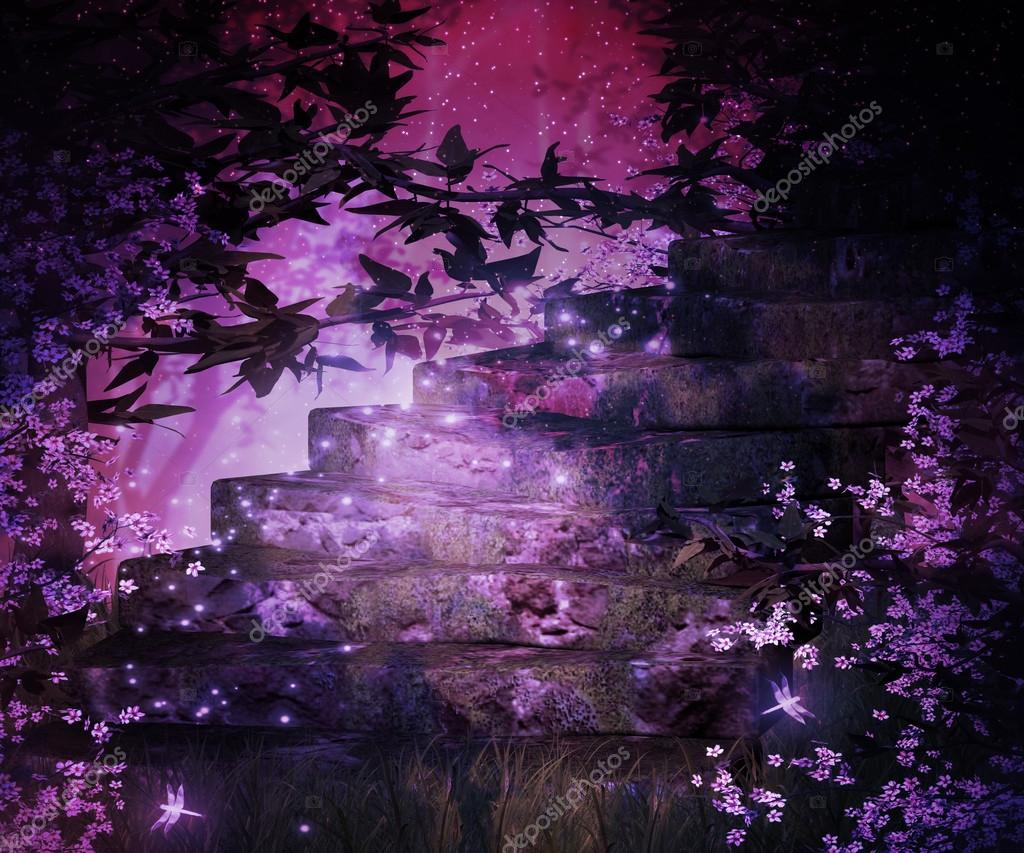 Garden at Night Pink Background — Stock Photo © BackgroundStor #22967462