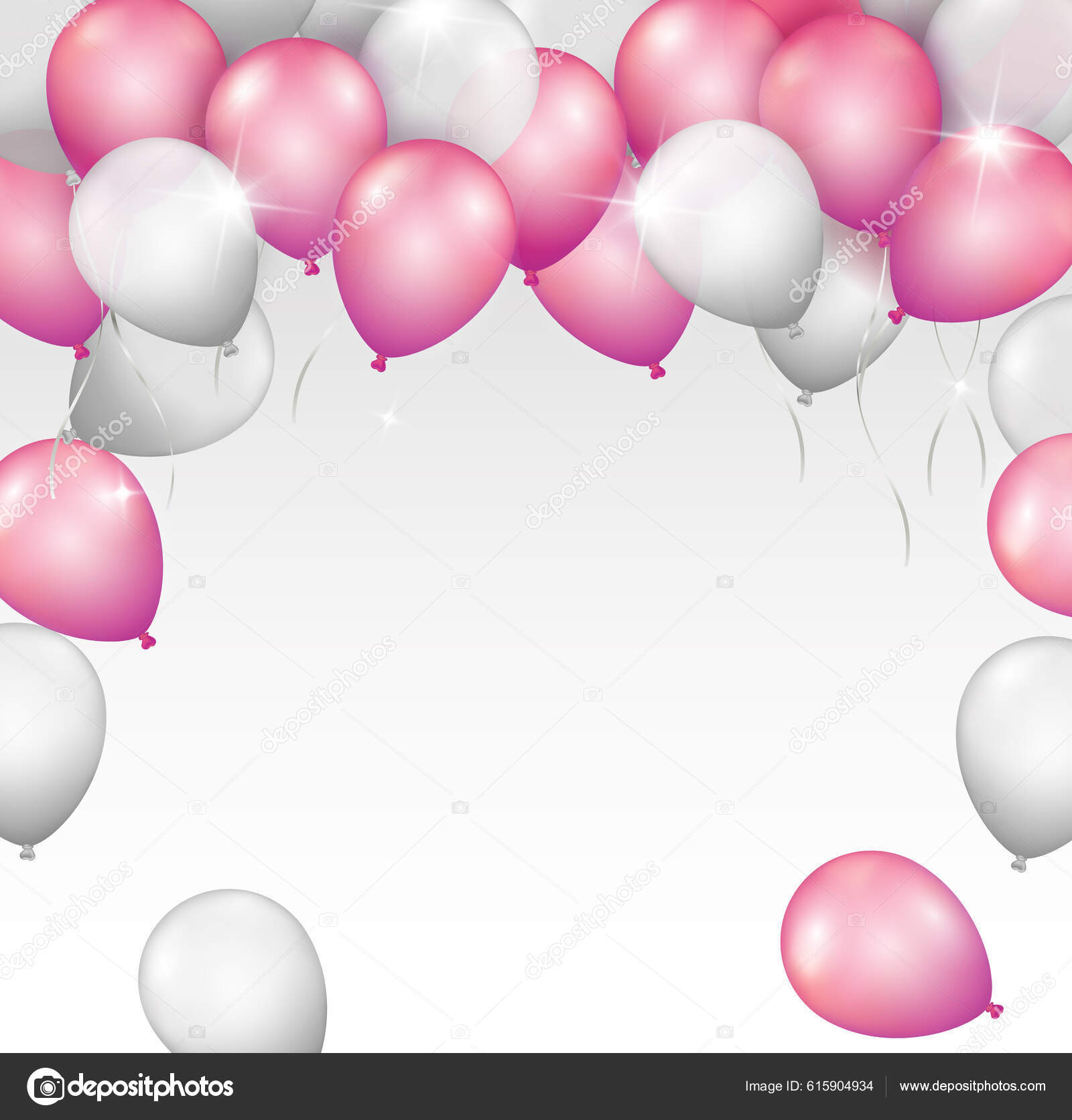 Vector Bright Shiny Pink Silver Balloon Frame Space Your Text Stock ...