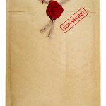 A secret envelope, a parcel bound with a rope, with a symbolic lock ...