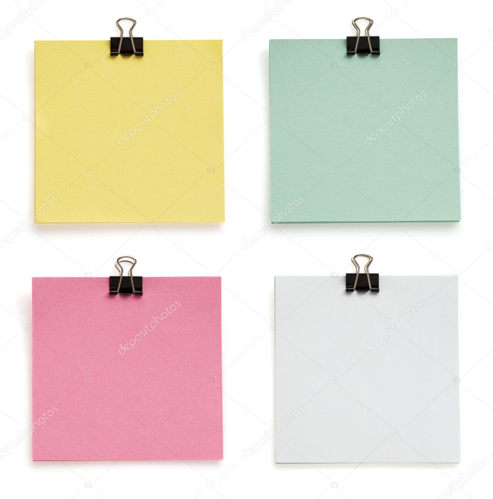 Note paper and clip on white Stock Photo by ©seregam 14162112