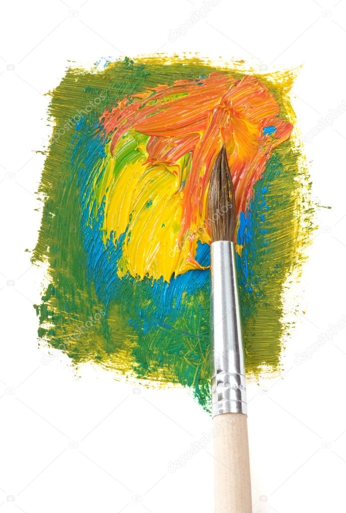 Brush and color paints on white Stock Illustration by ©seregam #16272561