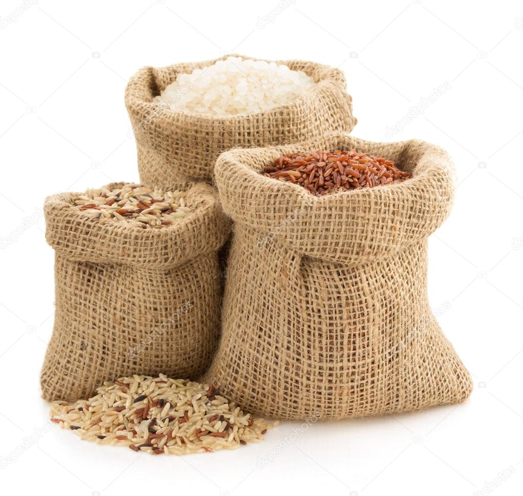 Rice in sack bag — Stock Photo © seregam #48938917