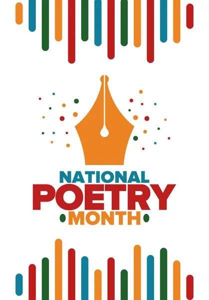 Mes Nacional de la Poesía en abril. Cartel con letras manuscritas ...