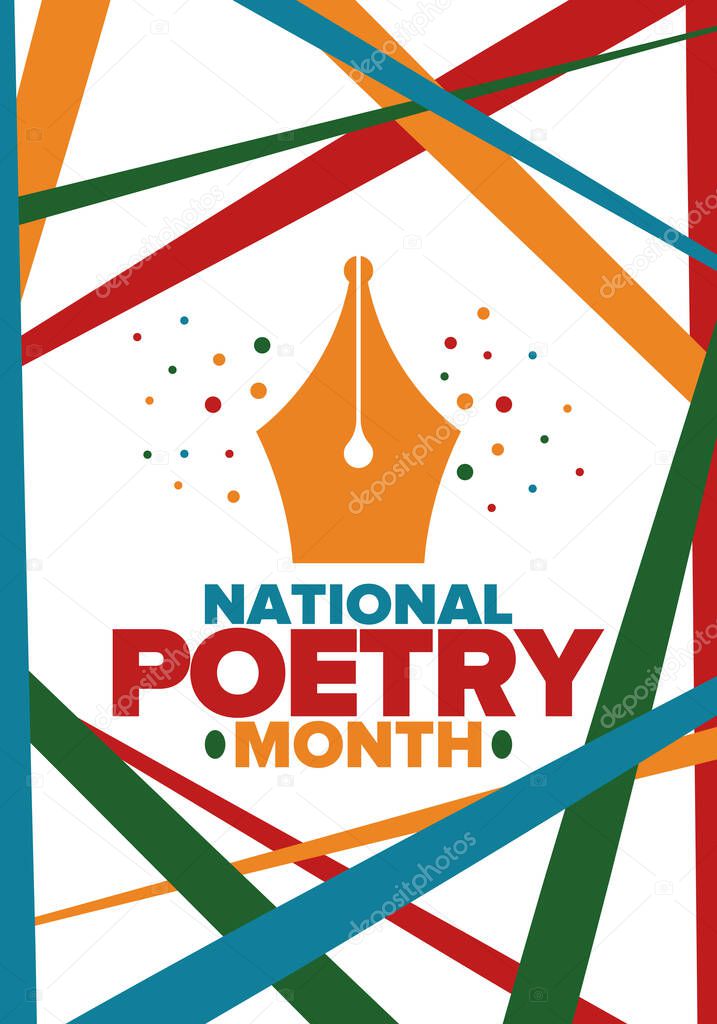 Mes Nacional de la Poesía en abril. Cartel con letras manuscritas ...