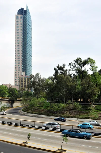 Pillar of Light And Torre Mayor Skyscraper in Mexico City. – Stock ...