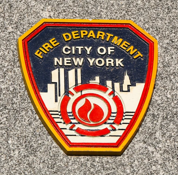 FDNY emblem on fallen officers memorial in Brooklyn, NY. – Stock ...