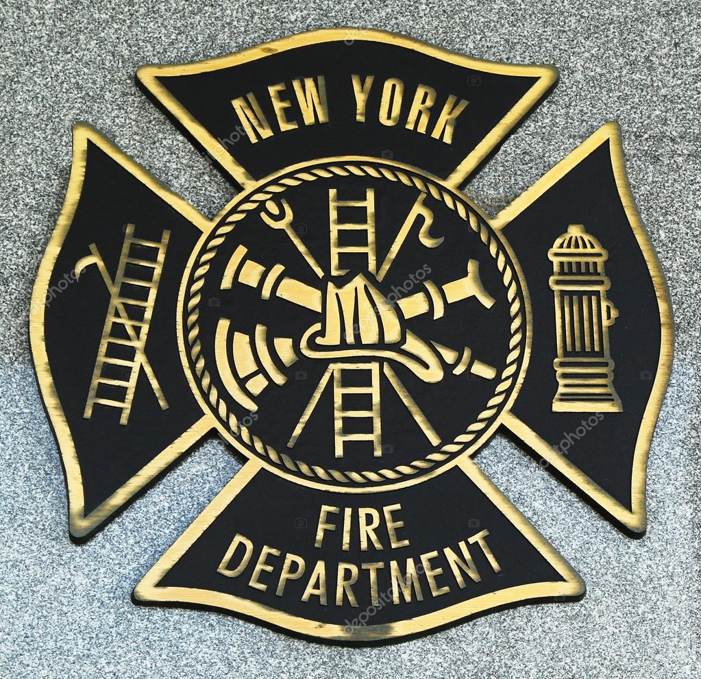 FDNY emblem on fallen officers memorial in Brooklyn, NY. – Stock ...