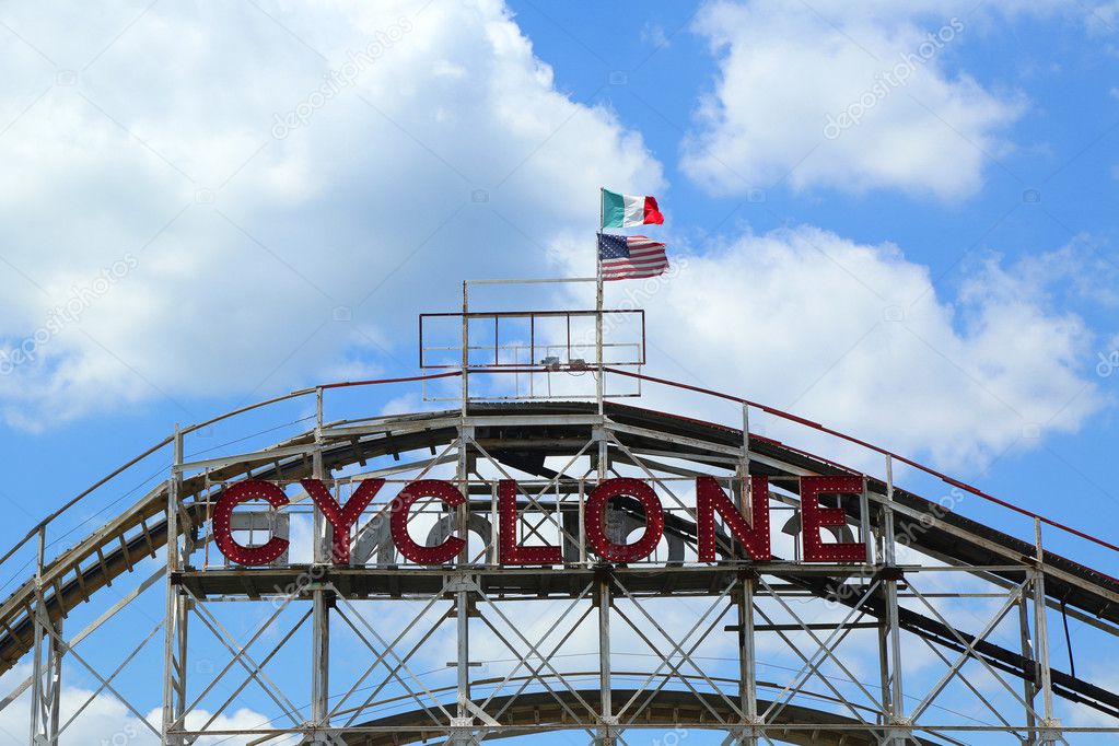 Historical landmark Cyclone roller coaster in the Coney Island section ...