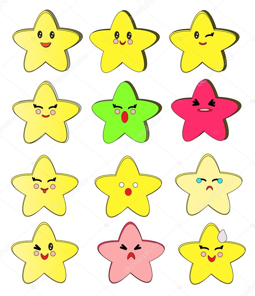 Set of twelve cartoon stars. — Stock Vector © shagliy #12273134
