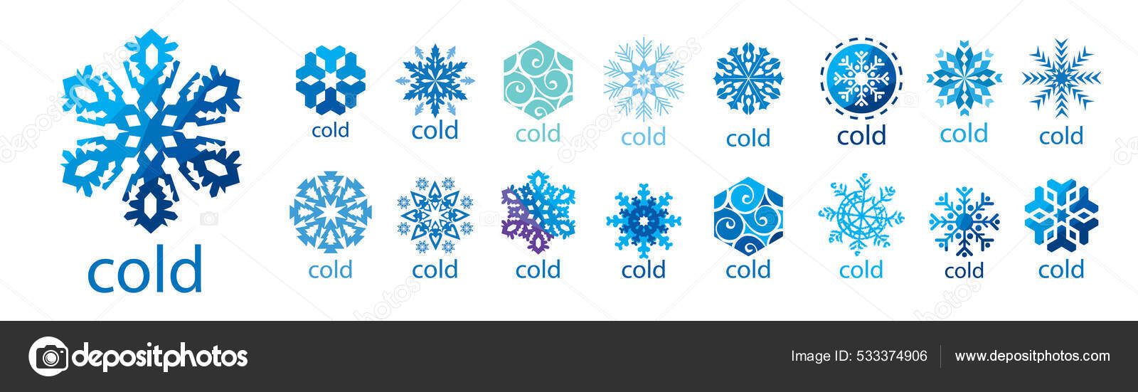 A set of vector logos Cold and Frost on a white background Stock Vector ...