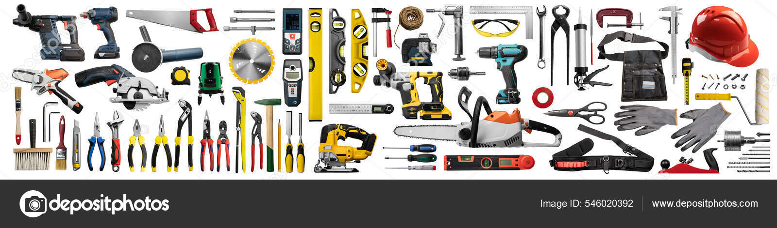 Large set of construction tools on a white background Stock Photo by ...