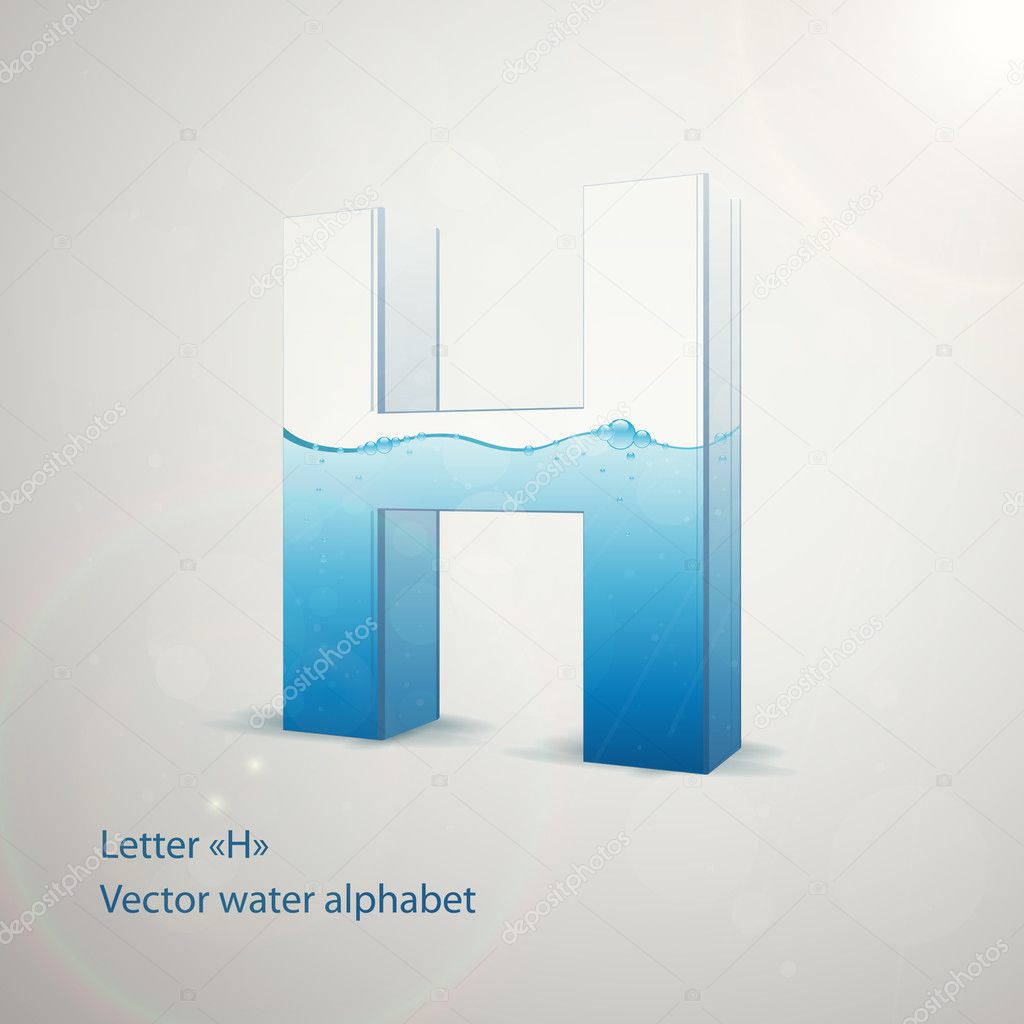 Water alphabet on gray background. Vector. Letter H Stock Vector Image ...