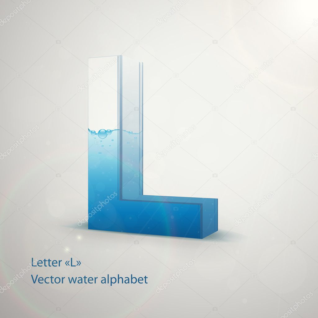 Water alphabet on gray background. Vector. Letter L Stock Vector Image ...