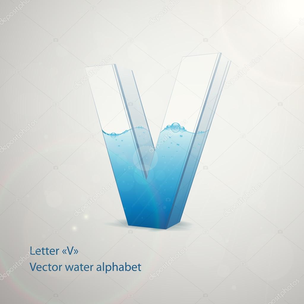 Water alphabet on gray background. Vector. Letter V Stock Vector by ...
